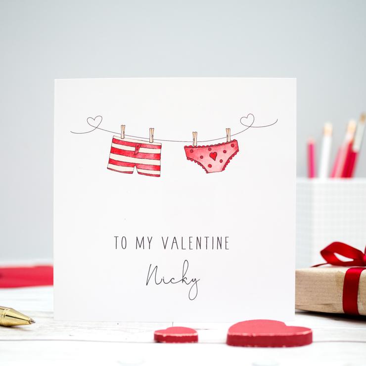 Personalised Valentine's Day Card - Washing Line, His and Hers - Just ...