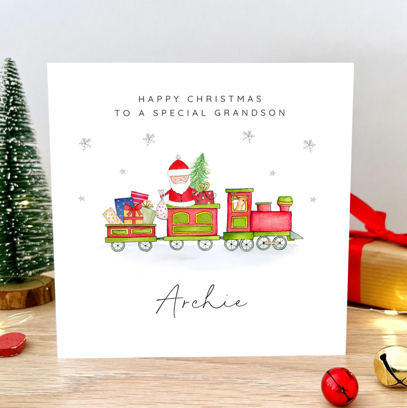 Personalised Boys Train Christmas Card - Just For Cards Greetings Cards