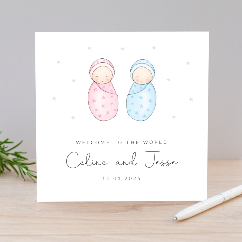 Printable Twin Baby Card Printable Card: Twins! Congratulations!