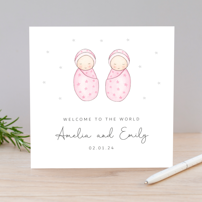 Baby Twins Card. New Baby Twin Boys or Girls - Just For Cards Greetings ...