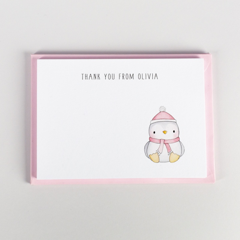 Penguin Christmas Notecards - Pink - Just For Cards Greetings Cards