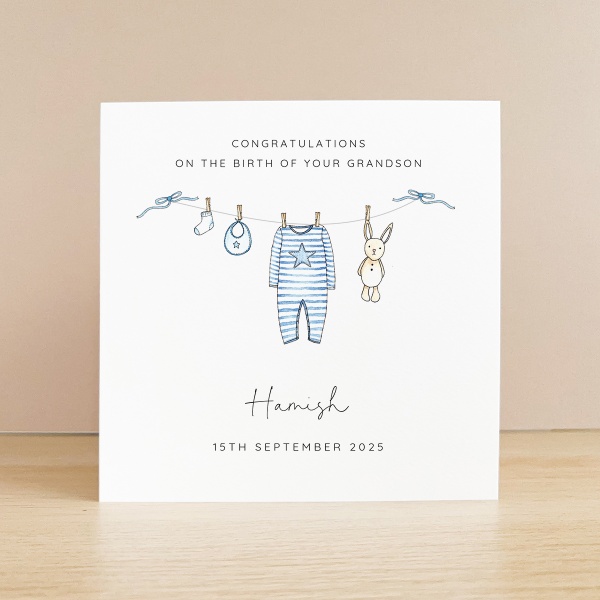 Personalised New Grandparents Card - New Baby Grandson Card - Just For ...